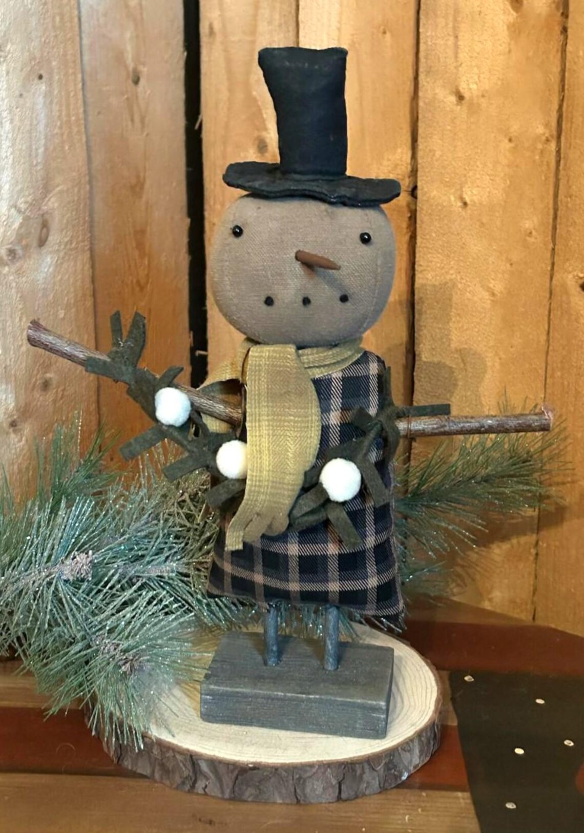 Primitive Rustic Snowman - Winter Christmas Decor, Snow Man With ...