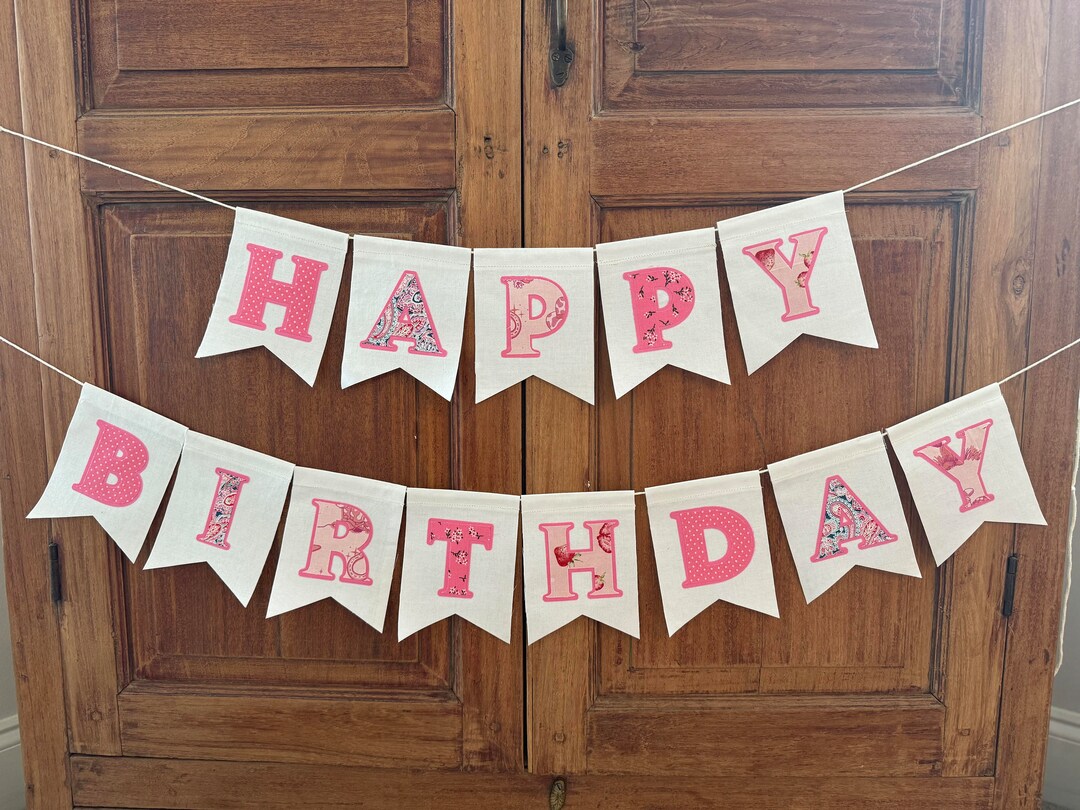 Fabric Birthday Banner Hot Pink - Etsy