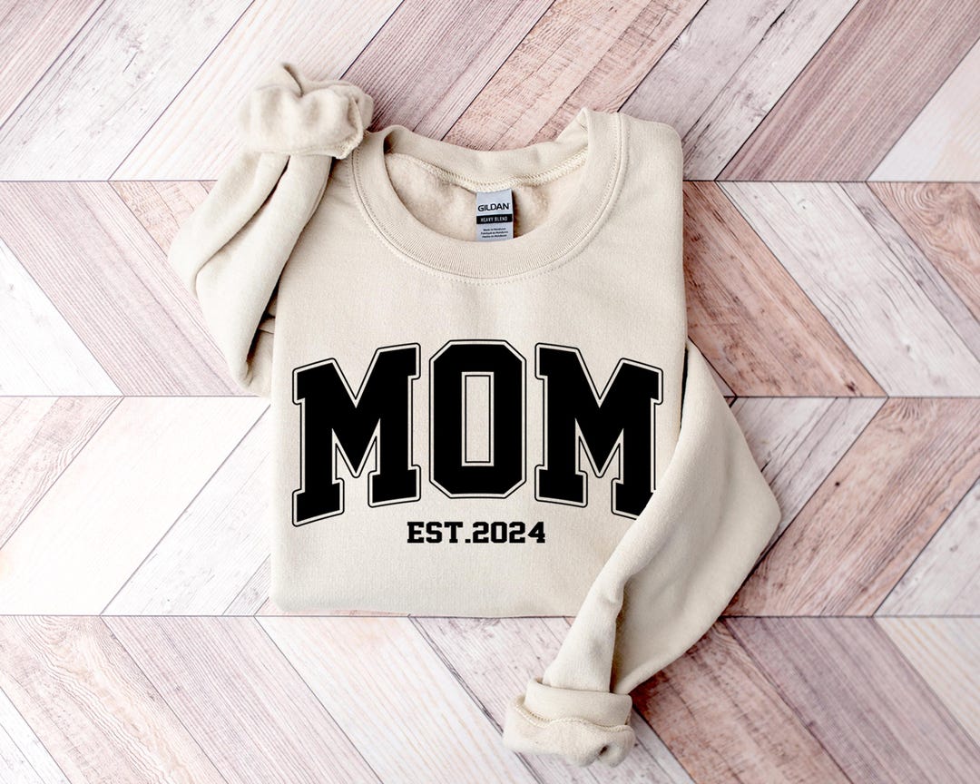 Mom Established Sweatshirt, EST. 2024 Mom Tee, Minimalist Mom Gift ...