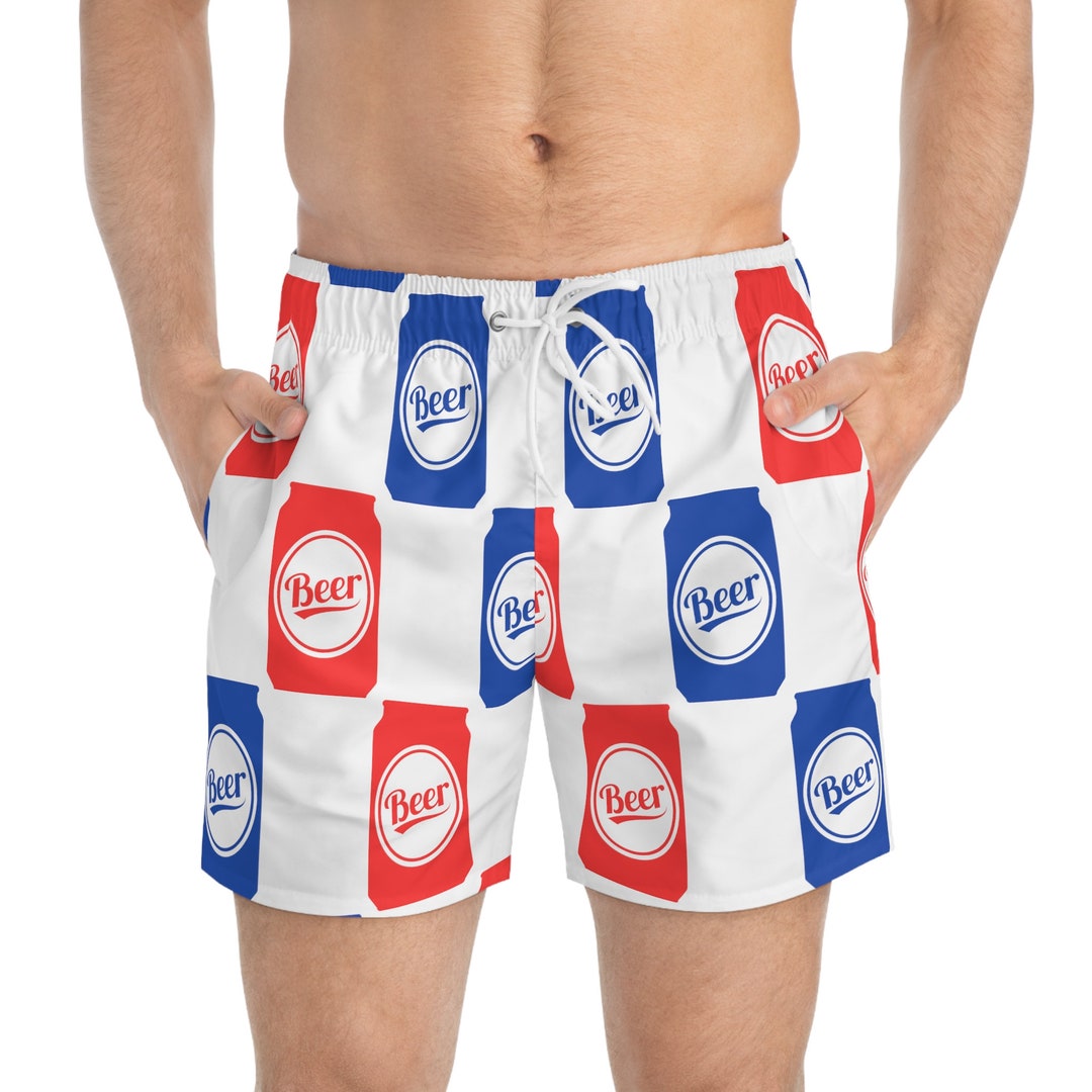 Red, White and Blue Beer Swim Trunks AOP - Etsy