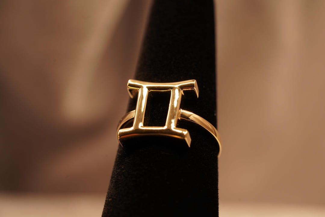 14k Solid Gold Gemini Ring - Etsy