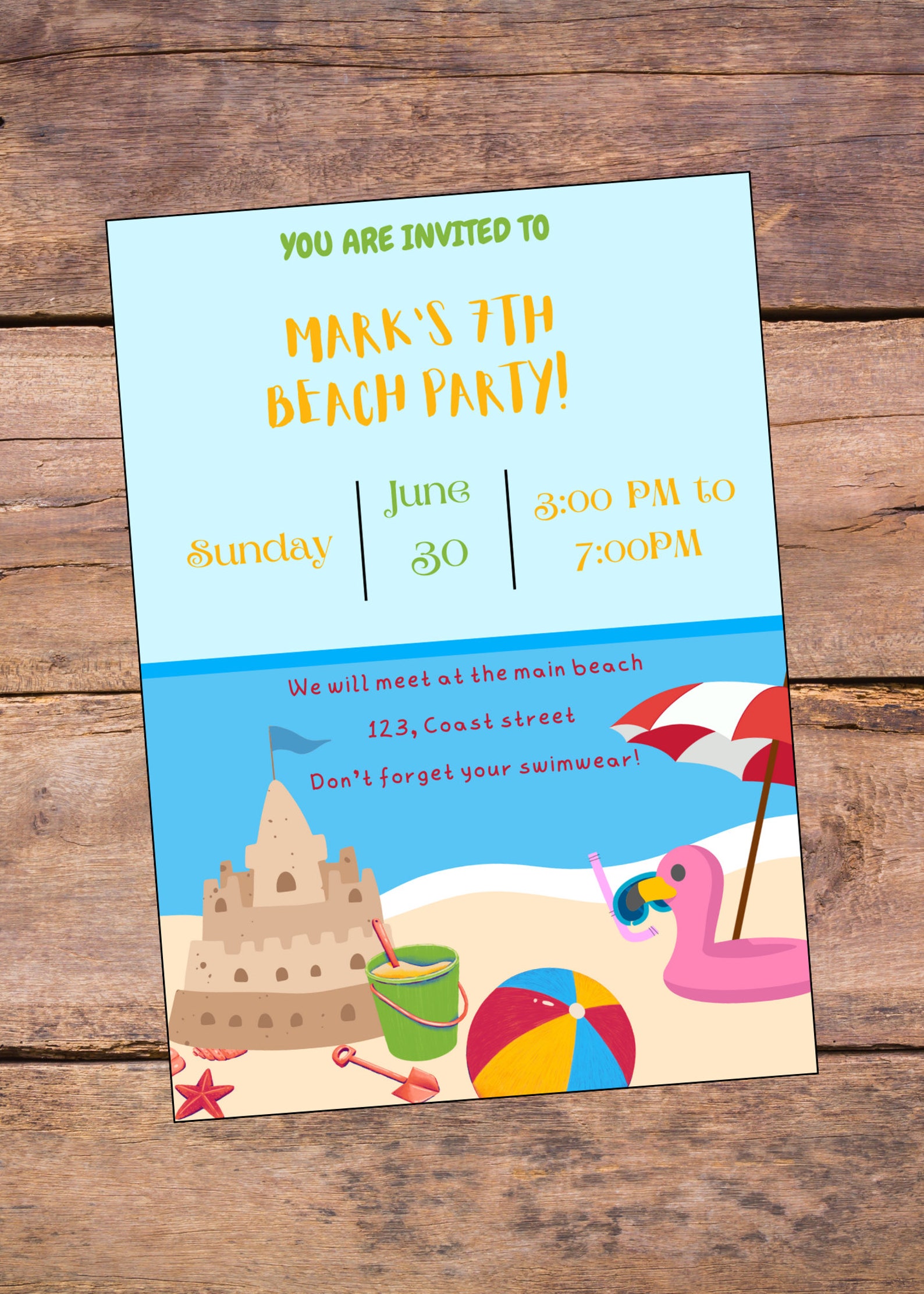 Beach Party Invitation, Ocean Birthday Invitation, Seaside Birthday ...