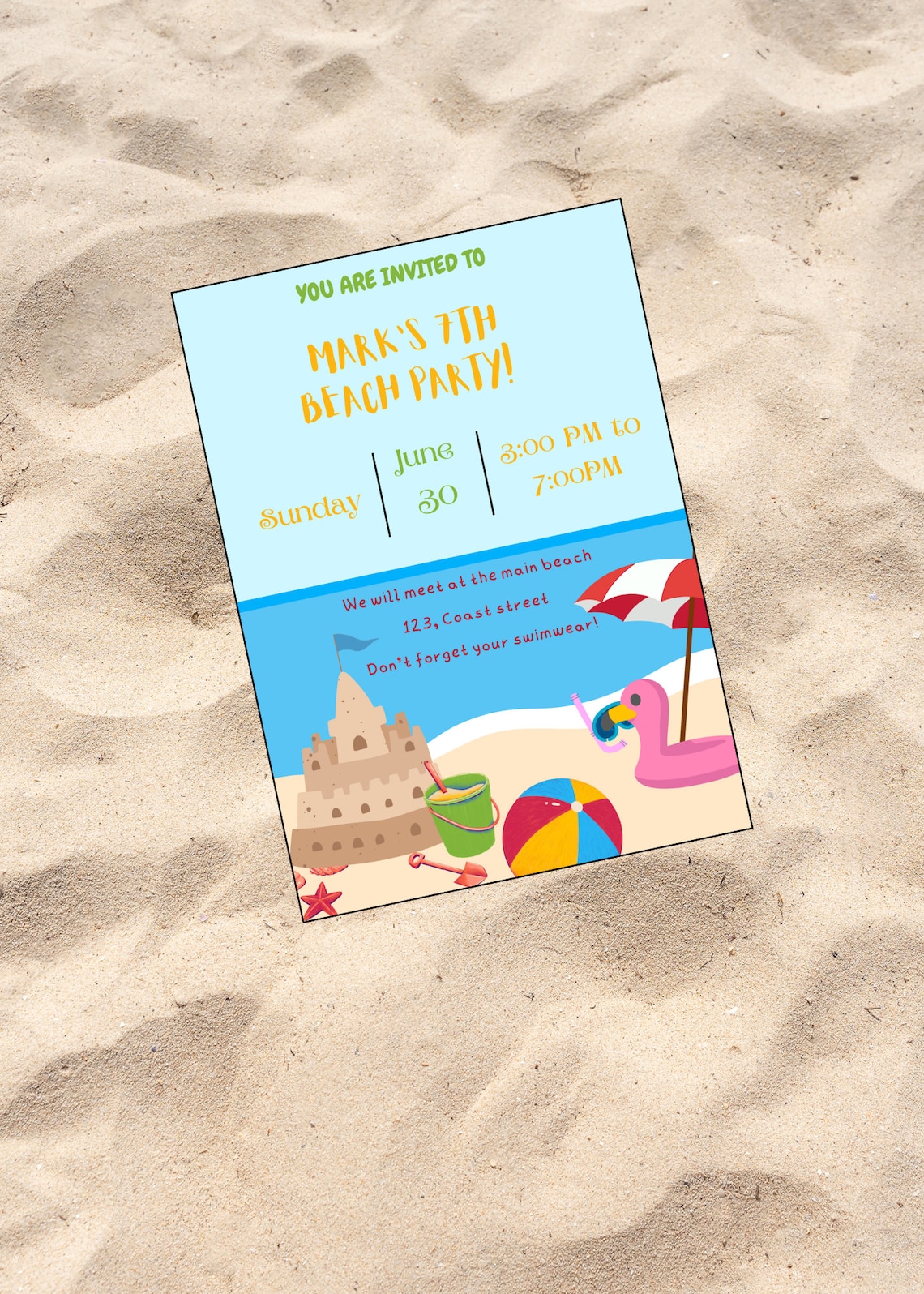 Beach Party Invitation, Ocean Birthday Invitation, Seaside Birthday ...
