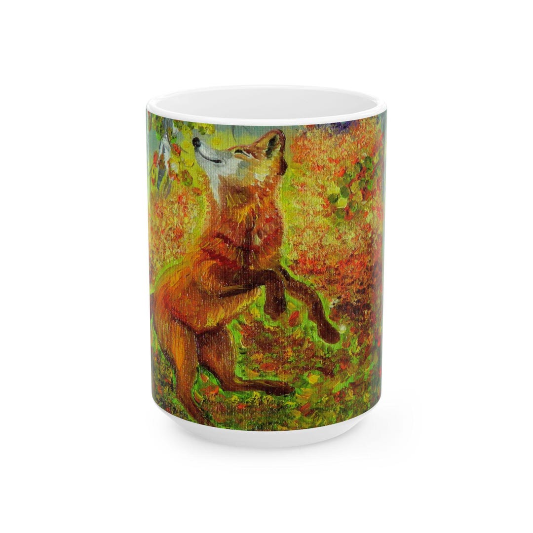 Fox Ceramic Mug, 15oz, Original Artwork, Coffee Cup, Tea Mug, Wildlife ...