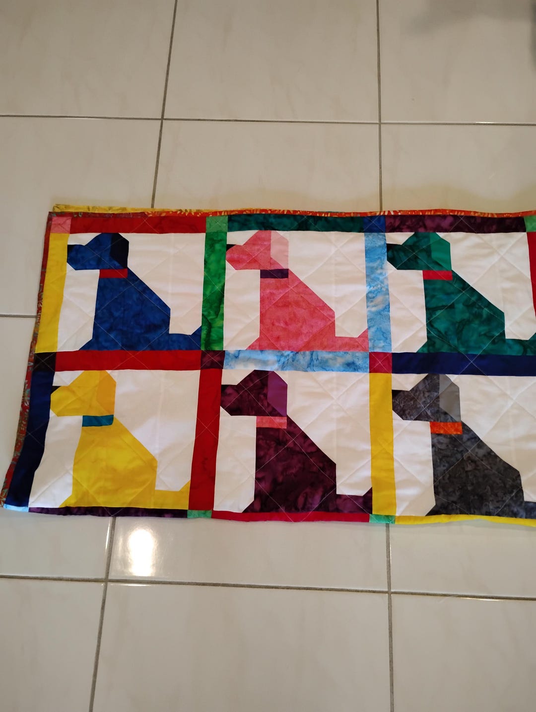 Handmade Batik Puppy Dog Baby Quilt: Vibrant Patchwork Crib Blanket ...