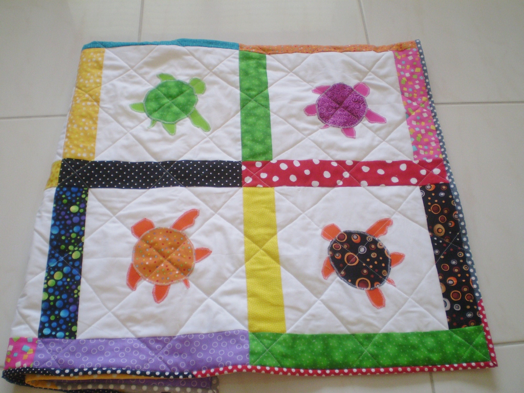 Turtle Baby quilt Quilts for sale Handmade baby quilt | Etsy