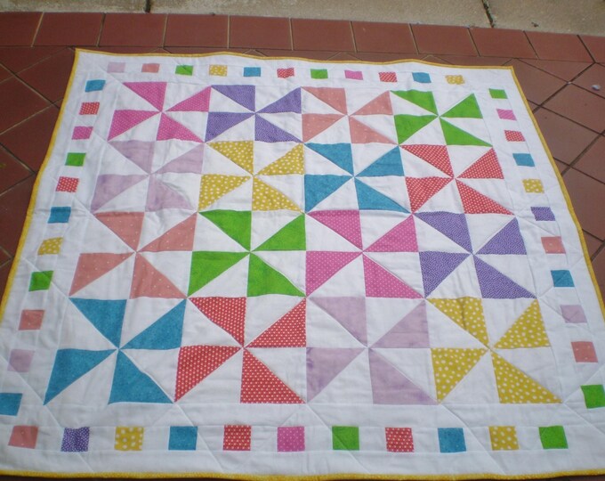 Handmade Pinwheel Baby Quilt, Quilts for Sale, Baby Boy Bedding, Baby ...