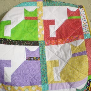 Handmade Cat Baby Quilt, Quilts for Sale, Baby Quilt, Baby Girl Bedding ...