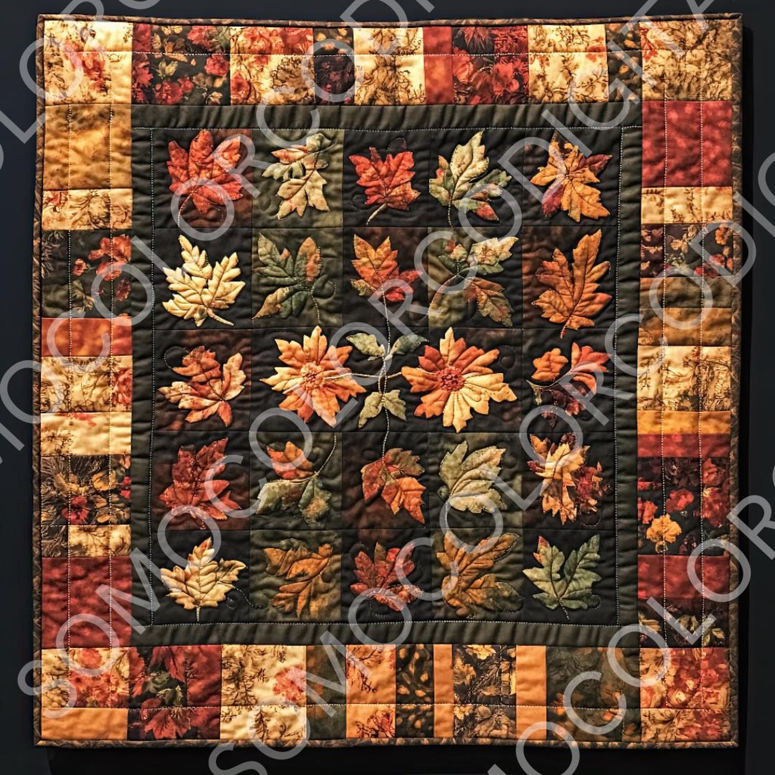 8 Dark Fall Quilts Png(s), Whimsical, Primitive Farmhouse, Instant ...