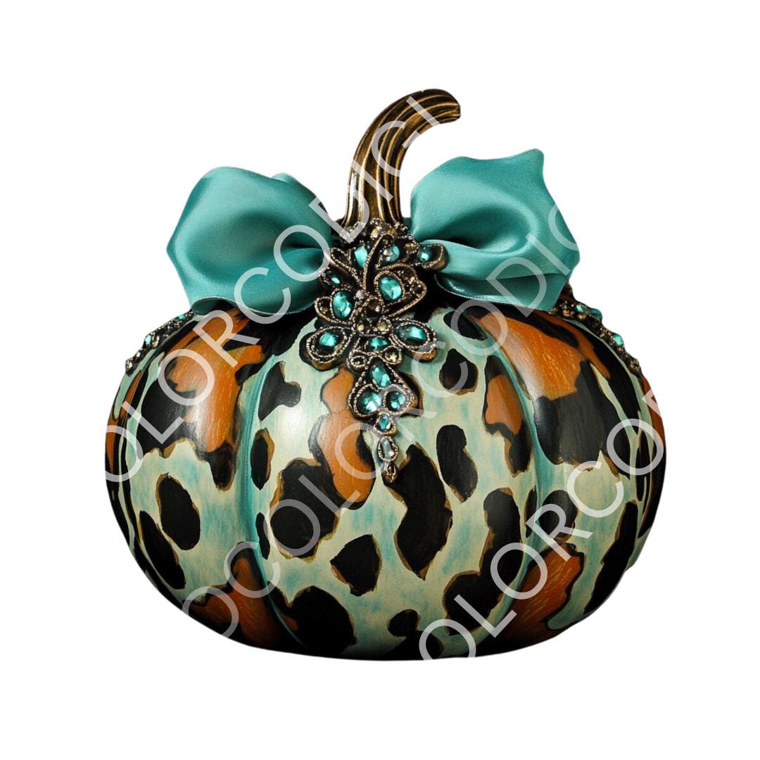2 Cow and Turquoise Pumpkins #4 - PNG Clear Background, Whimsical ...