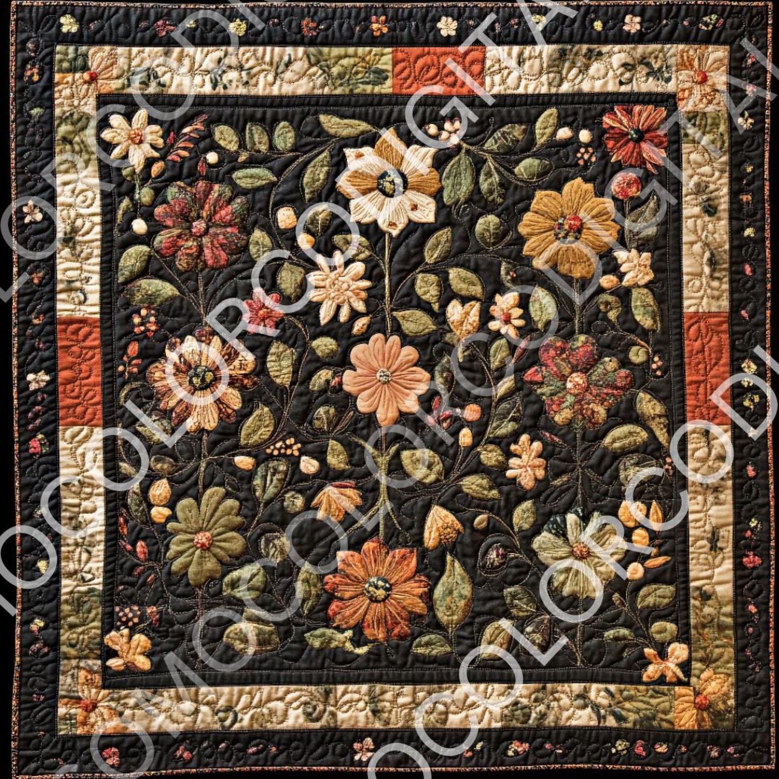 8 Dark Fall Quilts Png(s), Whimsical, Primitive Farmhouse, Instant ...