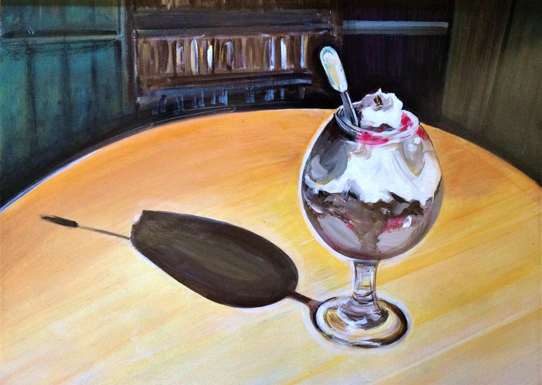 Wall Art - Original Acrylic Painting -dessert Art - Glass - Still Life ...