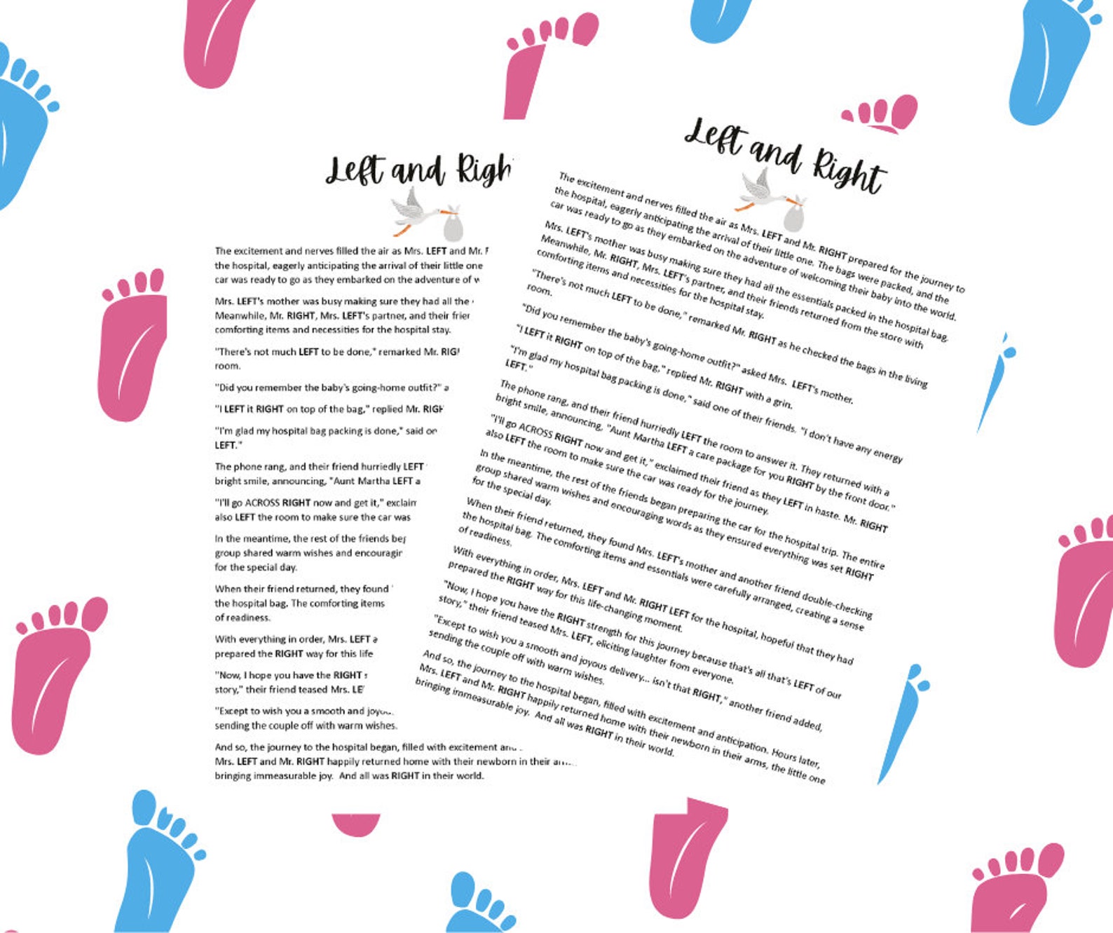 Baby Shower Game Left Right Game, Left & Right, Pass the Prize Print ...