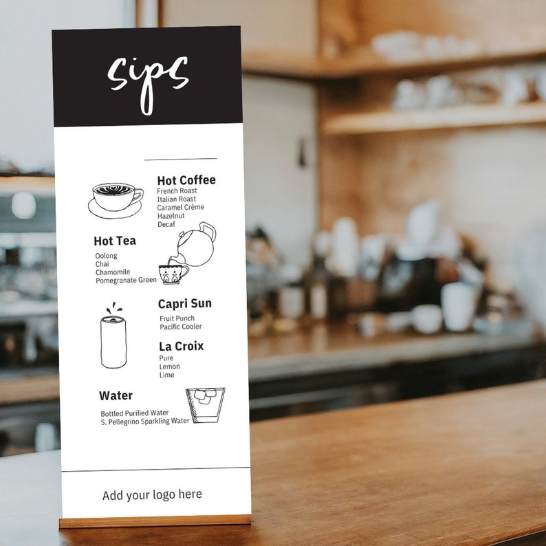 Custom Drink Menu Sign, the Bar Sign, Modern Drink Menu Template ...