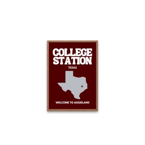 College Station Map, Aggieland Texas Map, Texas A&M Print, Aggie Dorm ...