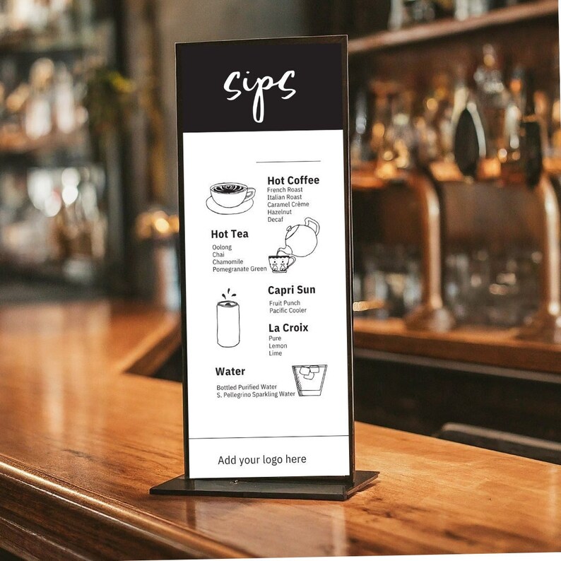Custom Drink Menu Sign, the Bar Sign, Modern Drink Menu Template ...