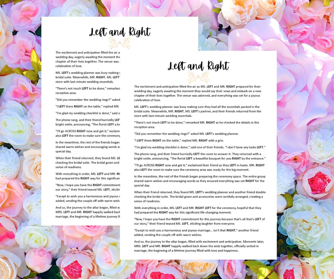 Bridal Shower Game Left Right Game, Left & Right, Pass the Prize, Fun ...