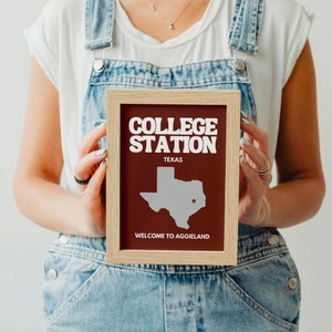 College Station Map, Aggieland Texas Map, Texas A&M Print, Aggie Dorm ...