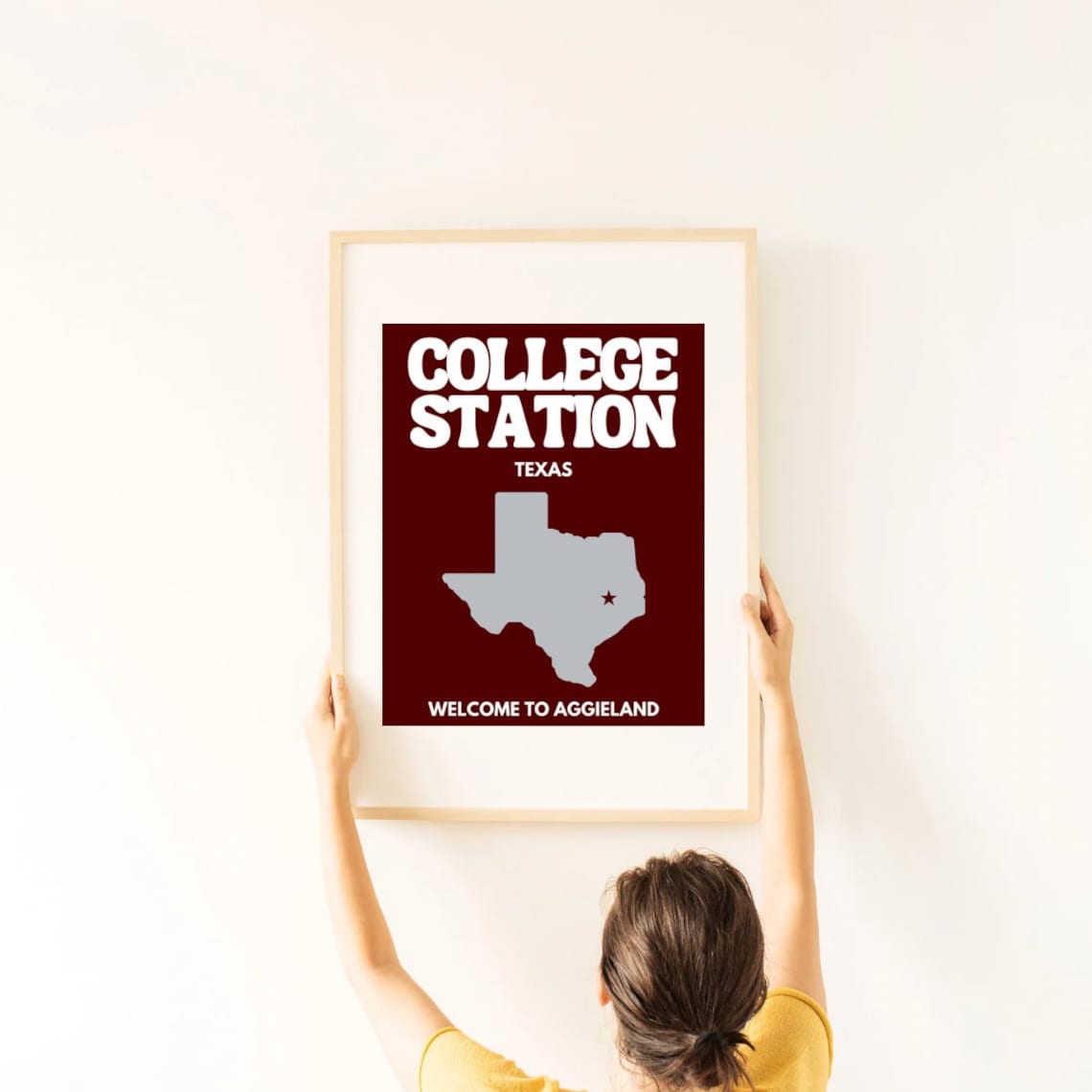 College Station Texas Map Print, Aggieland Dorm Decor (PDF) - Etsy