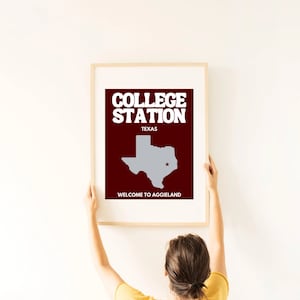 College Station Map, Aggieland Texas Map, Texas A&M Print, Aggie Dorm ...
