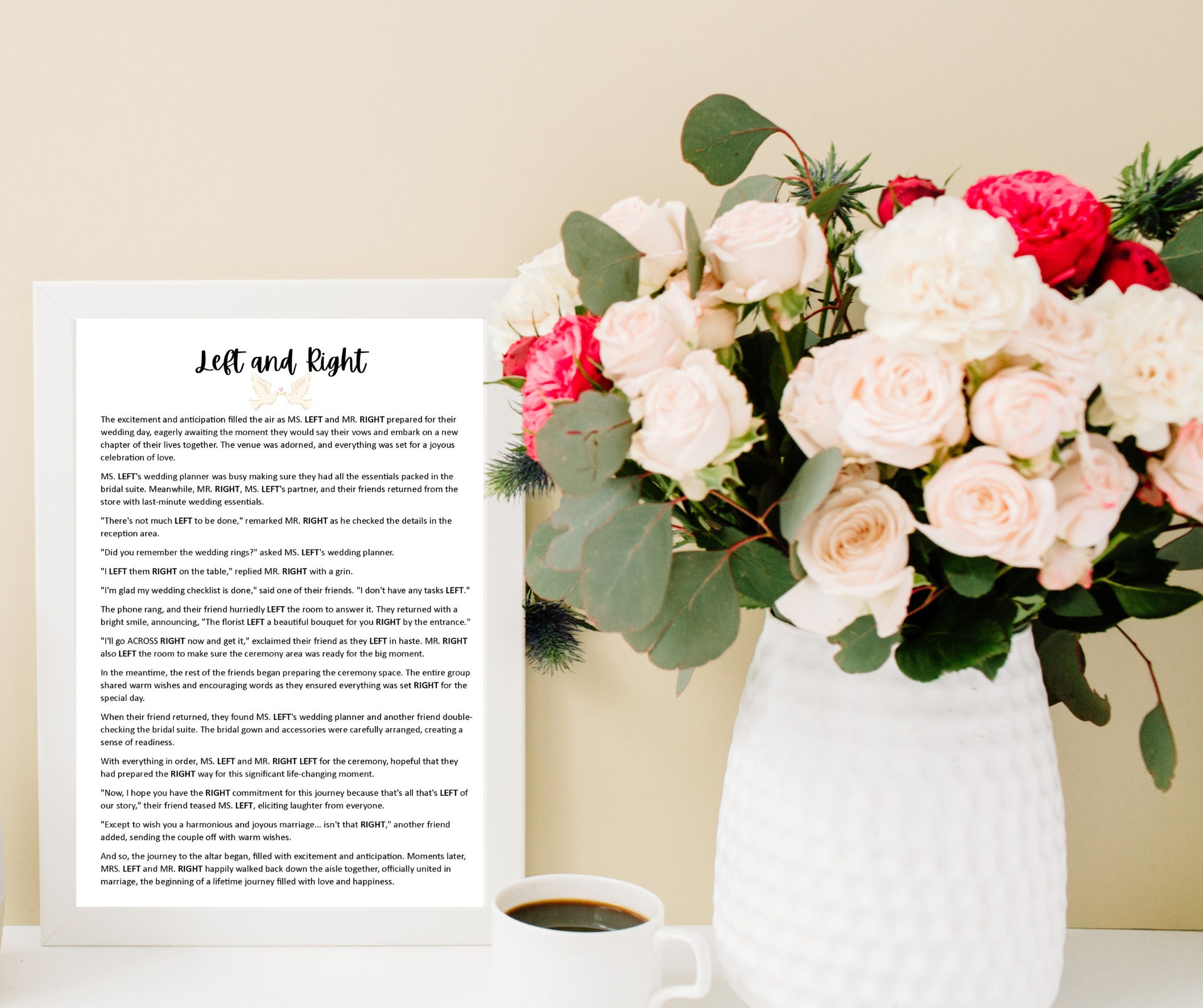 Bridal Shower Game Left Right Game, Left & Right, Pass the Prize, Fun ...