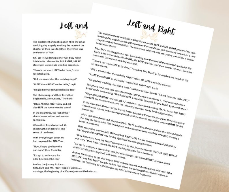 Bridal Shower Game Left Right Game, Left & Right, Pass the Prize, Fun ...