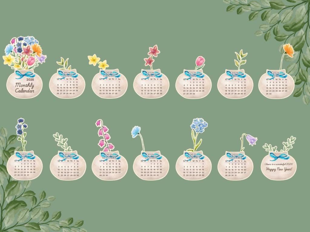 2025 Layered Desk Calendar Flower Vase Design - Etsy
