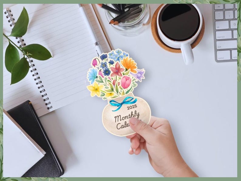 2025 Layered Desk Calendar Flower Vase Design - Etsy