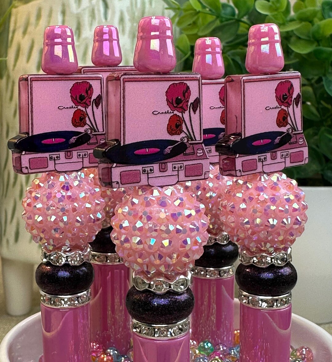 Retro Record Player Pen – Pink Vintage Turntable Pen With Glitter, Gift ...