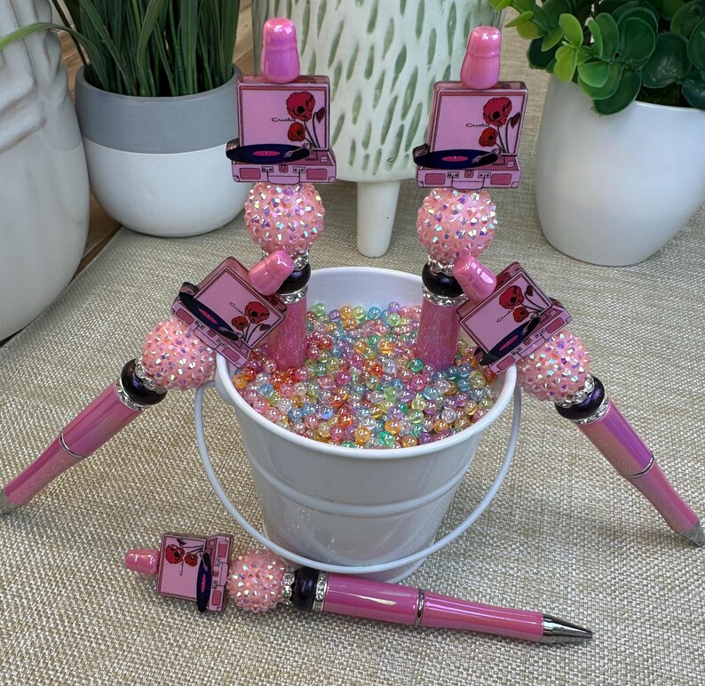 Retro Record Player Pen – Pink Vintage Turntable Pen With Glitter, Gift ...
