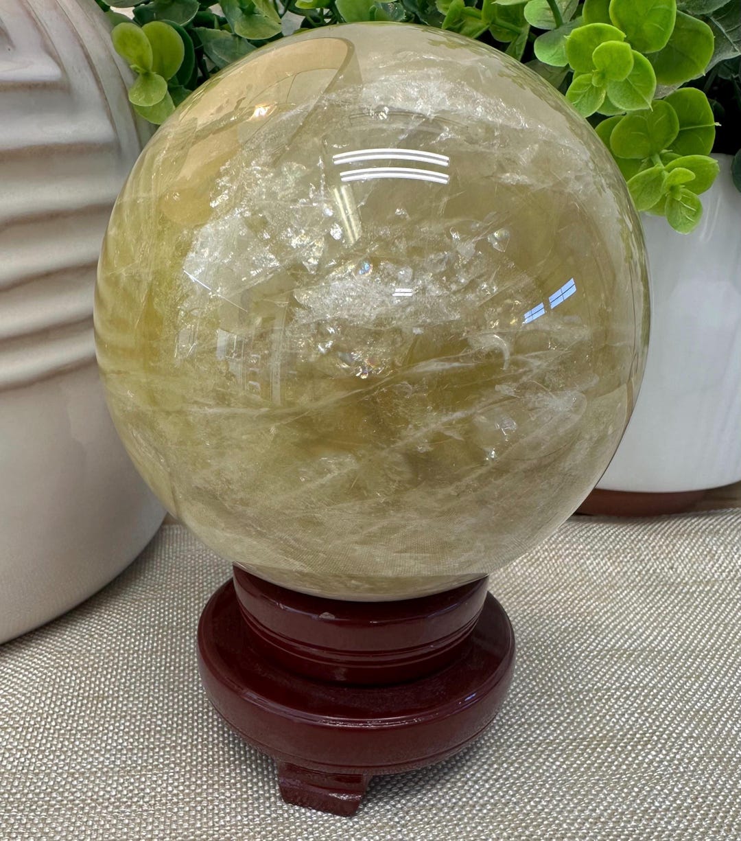 Large Citrine Sphere: Abundance Stone, Solar Altar Decor - Swivel Stand ...