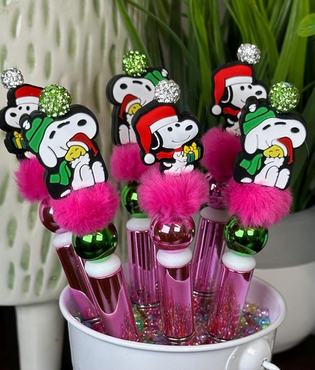 Snoopy Christmas Beaded Pens Snoopy in Pink - Etsy