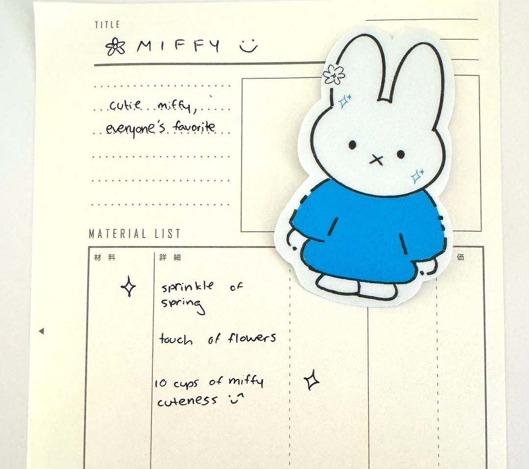 Miffy Sticker Miffy / Waterproof Matte Vinyl Sticker / Bunny Sticker - Etsy