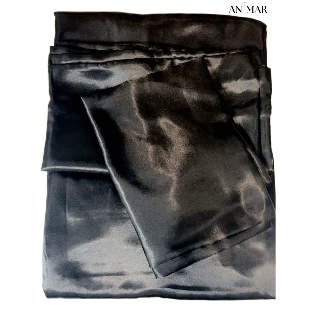 Queen Black Satin Sheet Set - Etsy