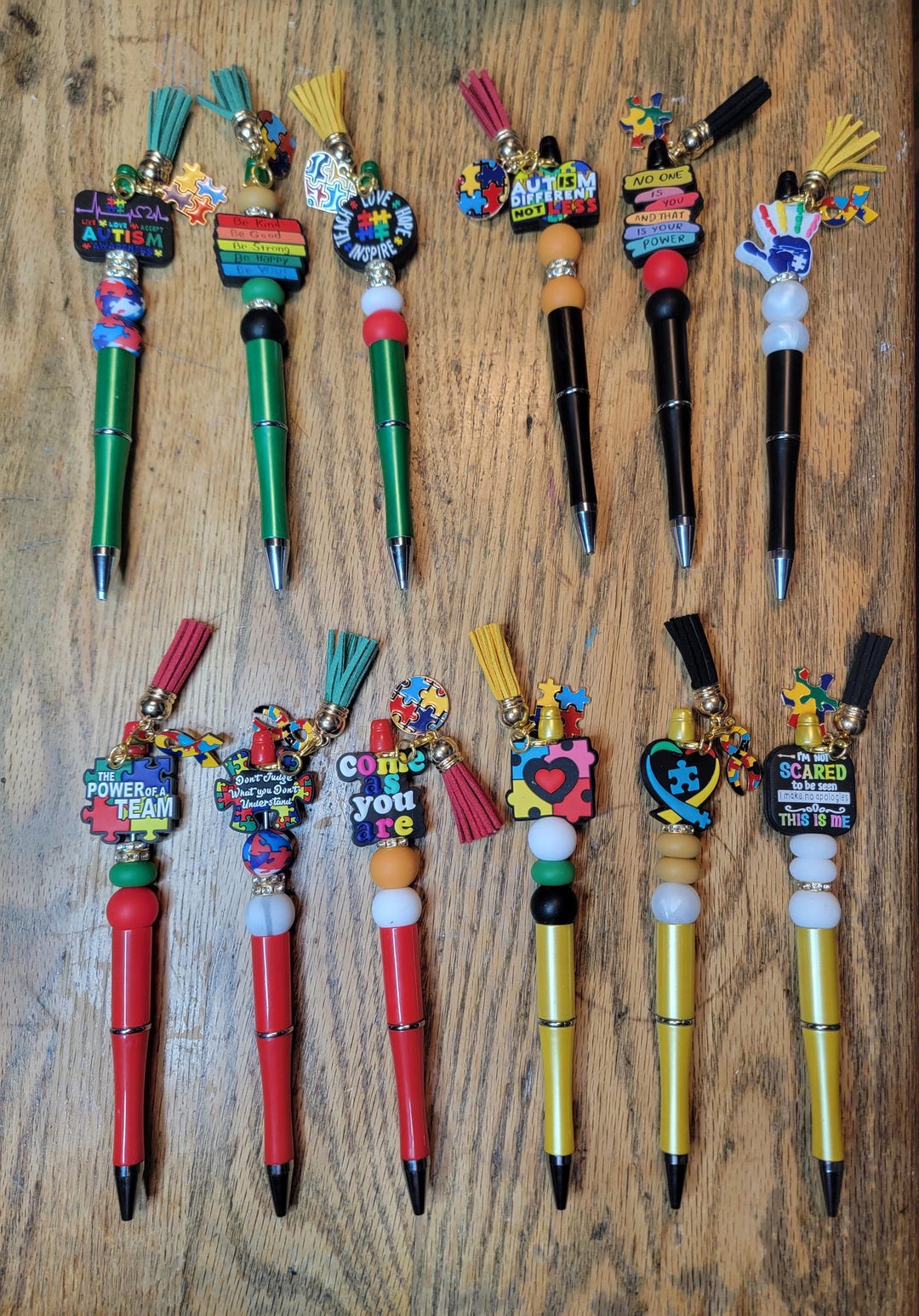 Autism Beaded Pen Made by a Special Needs Teen - Gift - Refillable ...