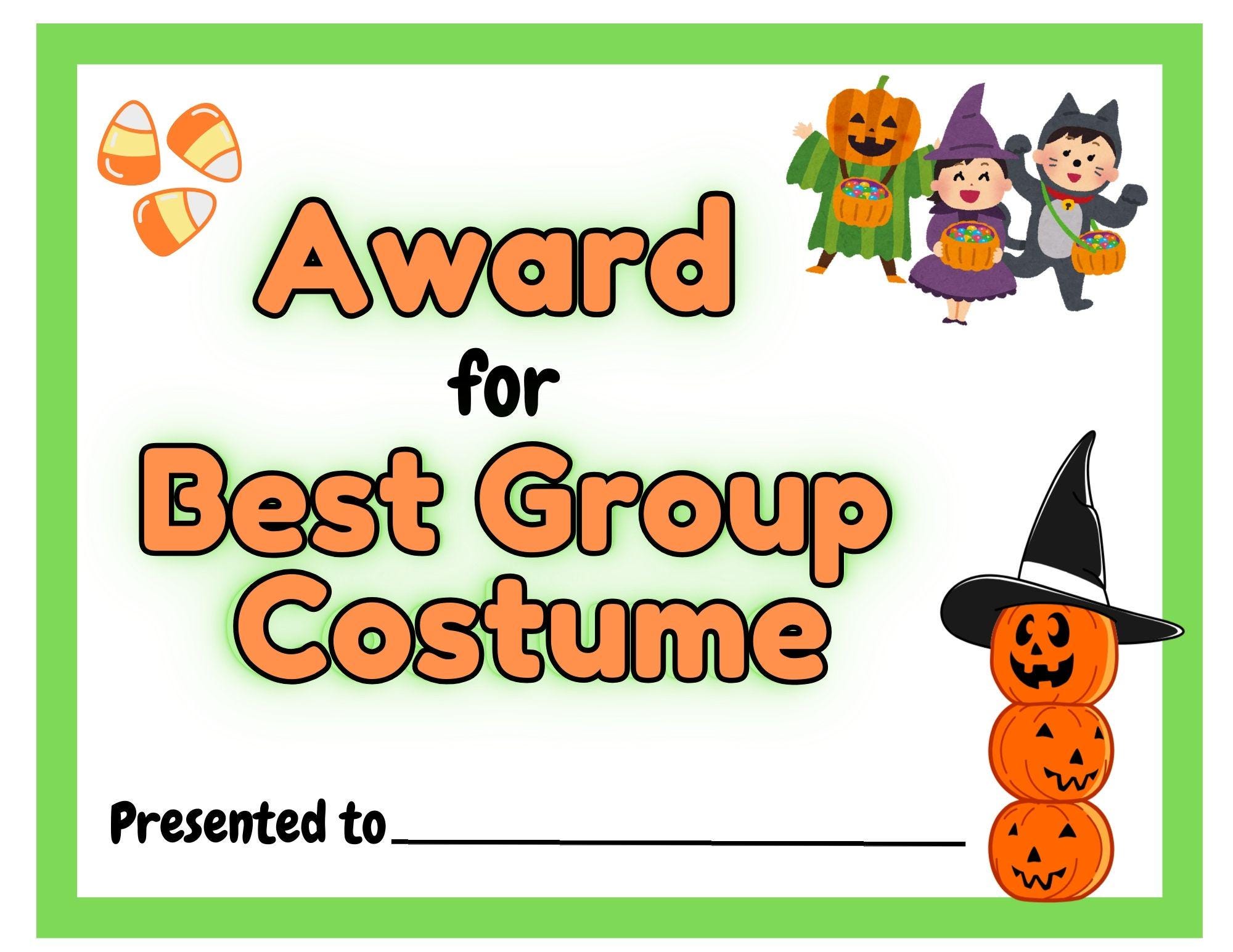 Halloween Costume Contest Award Certificate Printable - Etsy