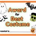 Halloween Costume Contest Award Certificate Printable - Etsy