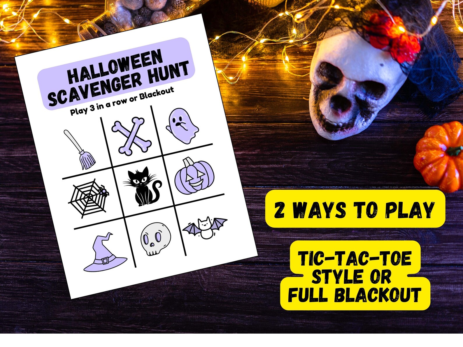 Halloween Scavenger Hunt Tic Tac Toe Bingo Game Homeschool Printable - Etsy