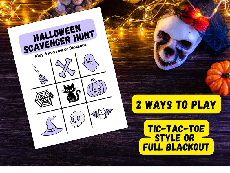 Halloween Scavenger Hunt Tic Tac Toe Bingo Game Homeschool Printable - Etsy