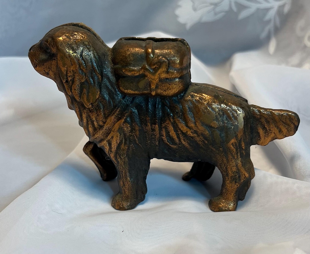 Vintage Cast Iron Dog Bank - Etsy