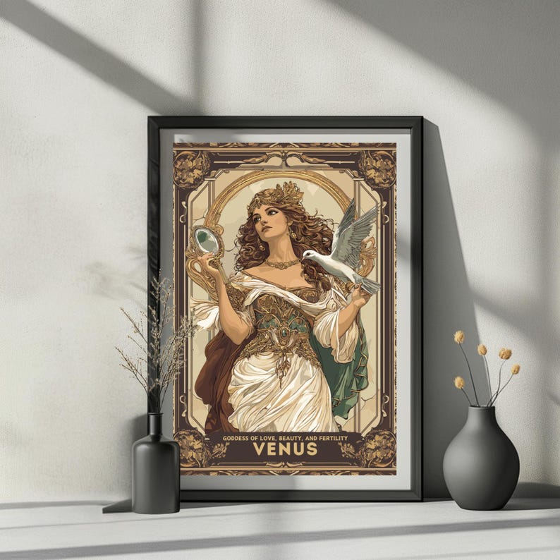 Venus Goddess Poster, Roman Goddess Venus, Goddess of Love, Beauty, and ...