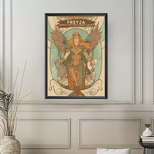 Freyja God Poster, Freyja Goddess, Freya Norse Goddess , Norse Mythology, Ancient Rome Art ...