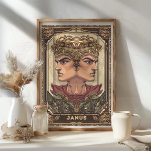 Janus God Poster, Roman God Janus, God of Beginnings, Transitions, and ...