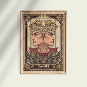Janus God Poster, Roman God Janus, God of Beginnings, Transitions, and ...