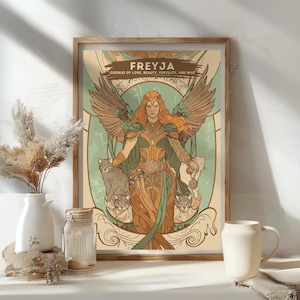 Freyja God Poster, Freyja Goddess, Freya Norse Goddess , Norse Mythology, Ancient Rome Art ...