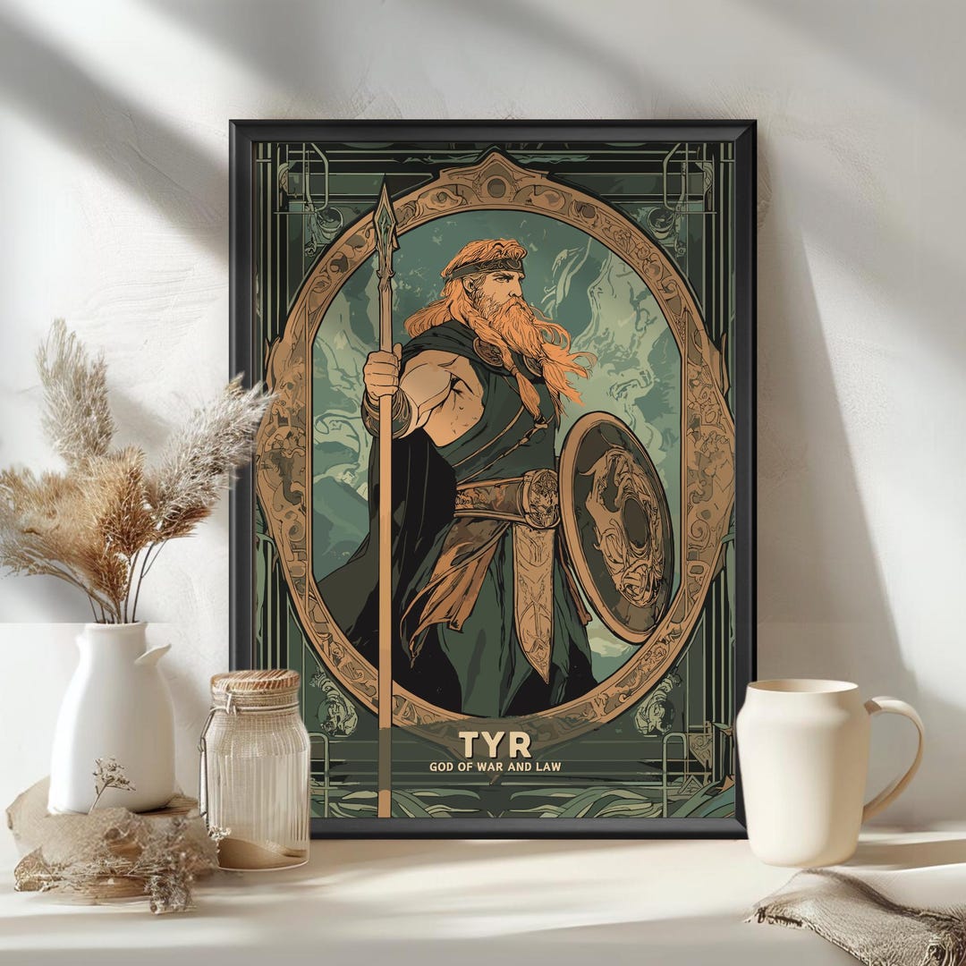 Tyr God Poster, Tyr Nordic God, Tyr Norse God, Norse Mythology, Ancient ...