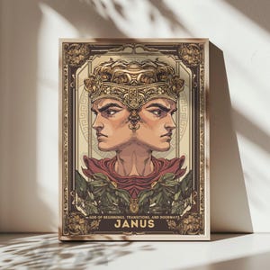 Janus God Poster, Roman God Janus, God of Beginnings, Transitions, and ...