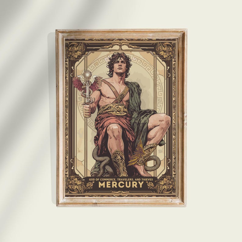 Mercury God Poster, Roman God Mercury, Messenger of the Gods, God of ...