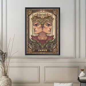 Janus God Poster, Roman God Janus, God of Beginnings, Transitions, and ...