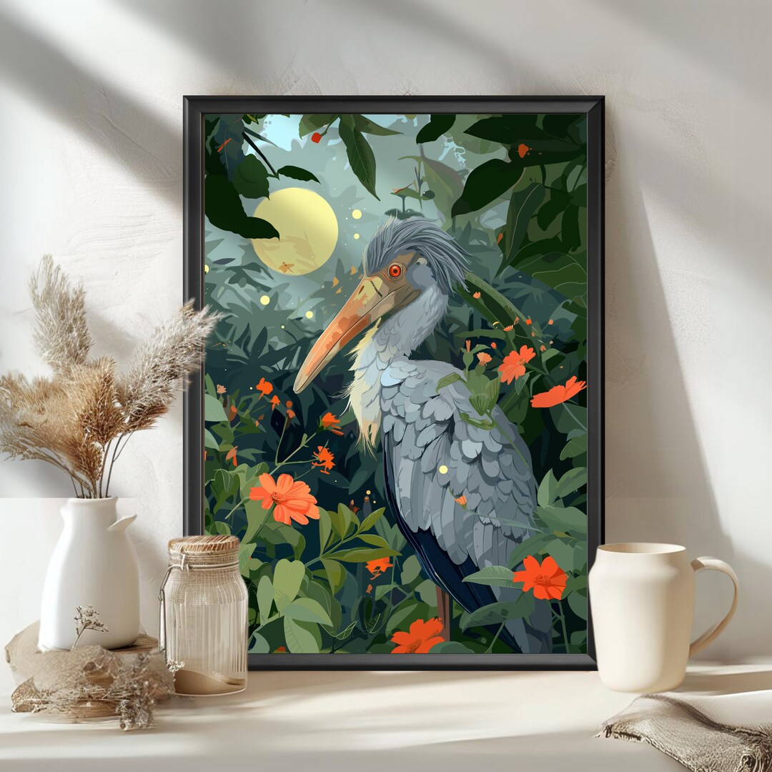 Shoebill Stork Poster, Shoebill Bird Print, Endangered Birds Art ...